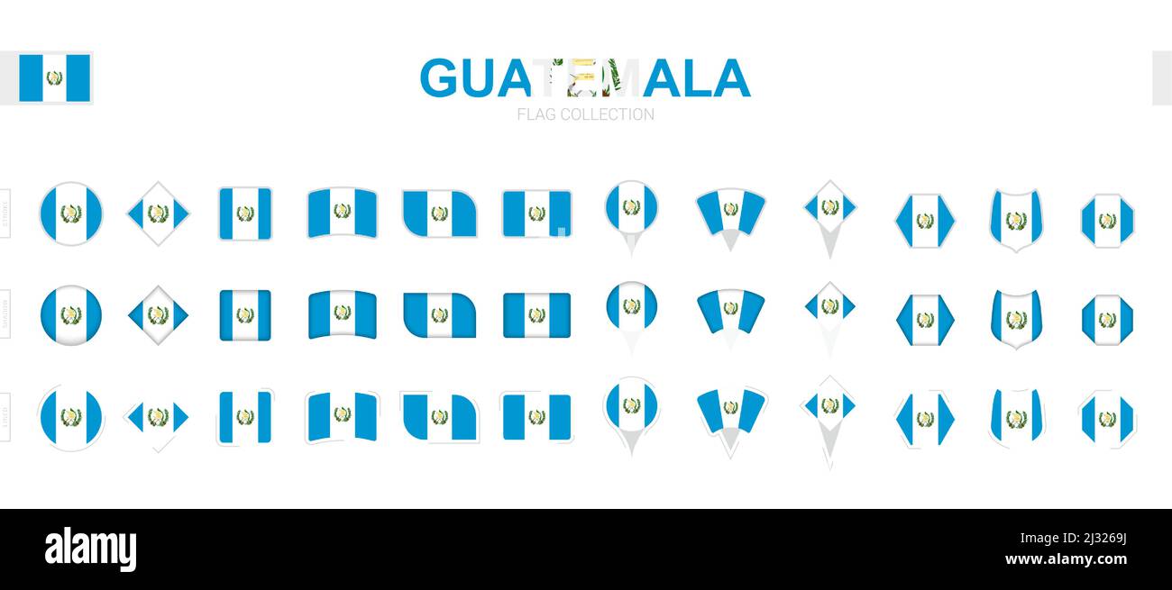 Large collection of Guatemala flags of various shapes and effects. Big ...