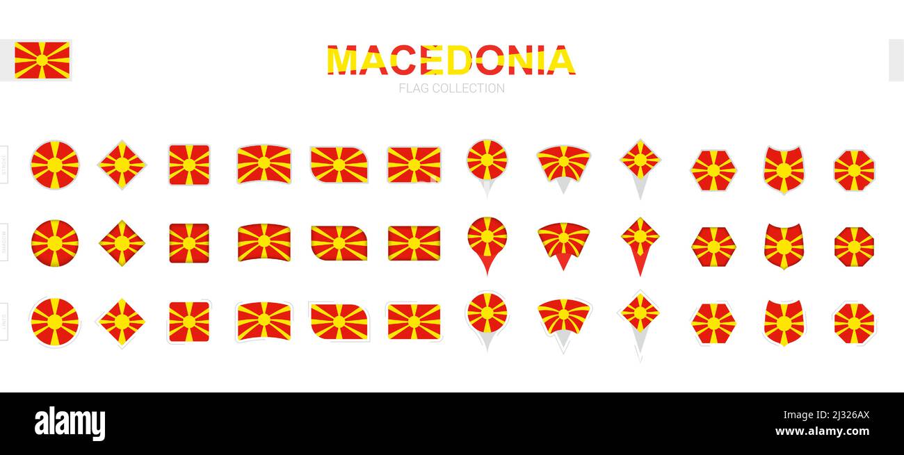 Large collection of Macedonia flags of various shapes and effects. Big ...