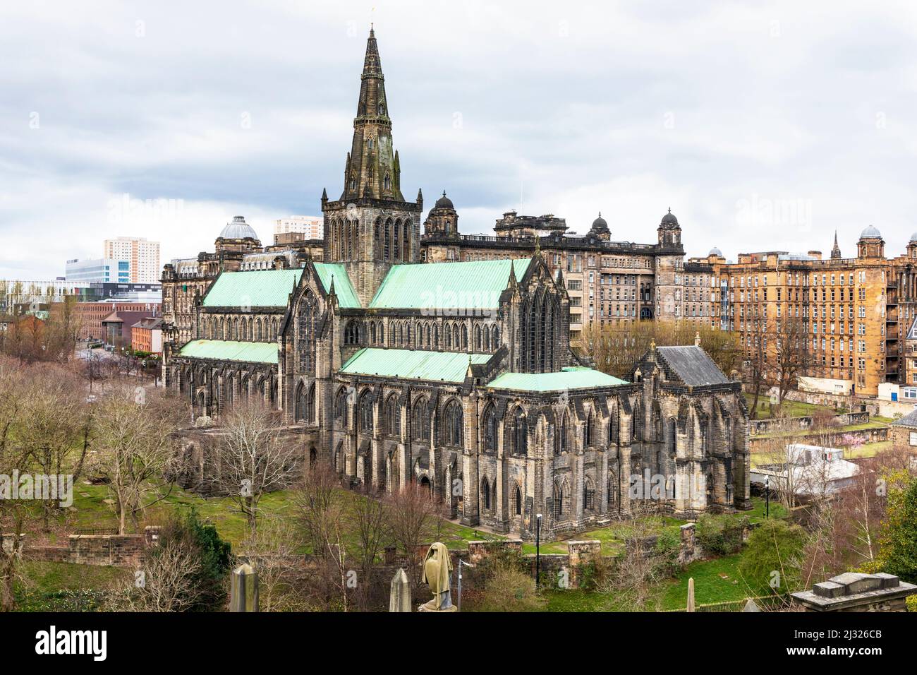 Glasgow cathedral viewed from the Necropolis, Glasgow, Scotland, UK ...