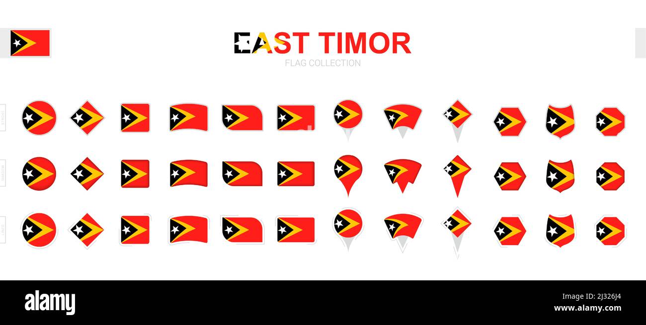 Large collection of East Timor flags of various shapes and effects. Big ... Large collection of East Timor flags of various shapes and effects. Big ...