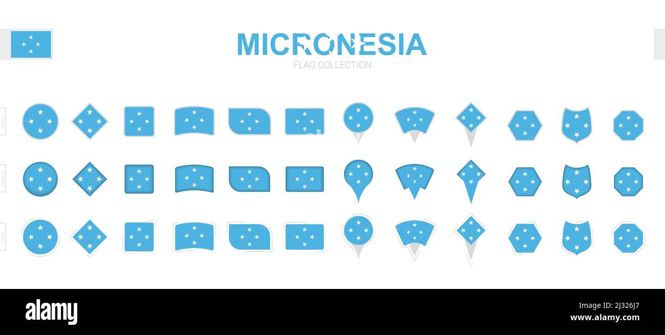 Large collection of Micronesia flags of various shapes and effects. Big ...