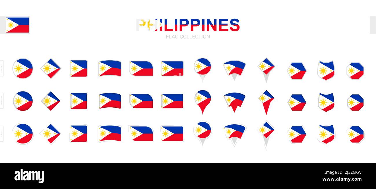 Large collection of Philippines flags of various shapes and effects ...