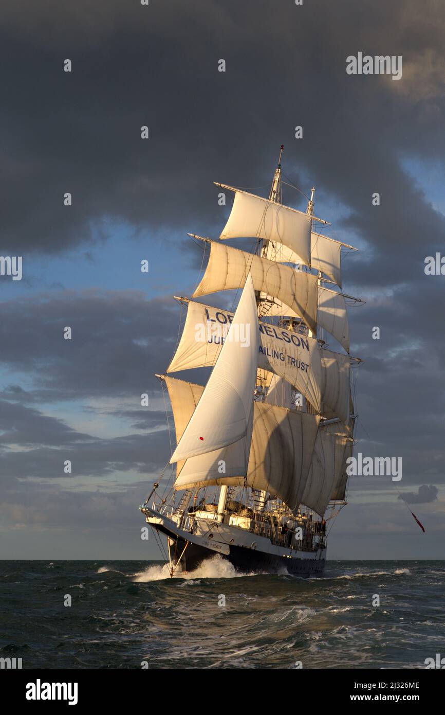 Tall Ship Lord Nelson West of the Isle of Wight Stock Photo - Alamy