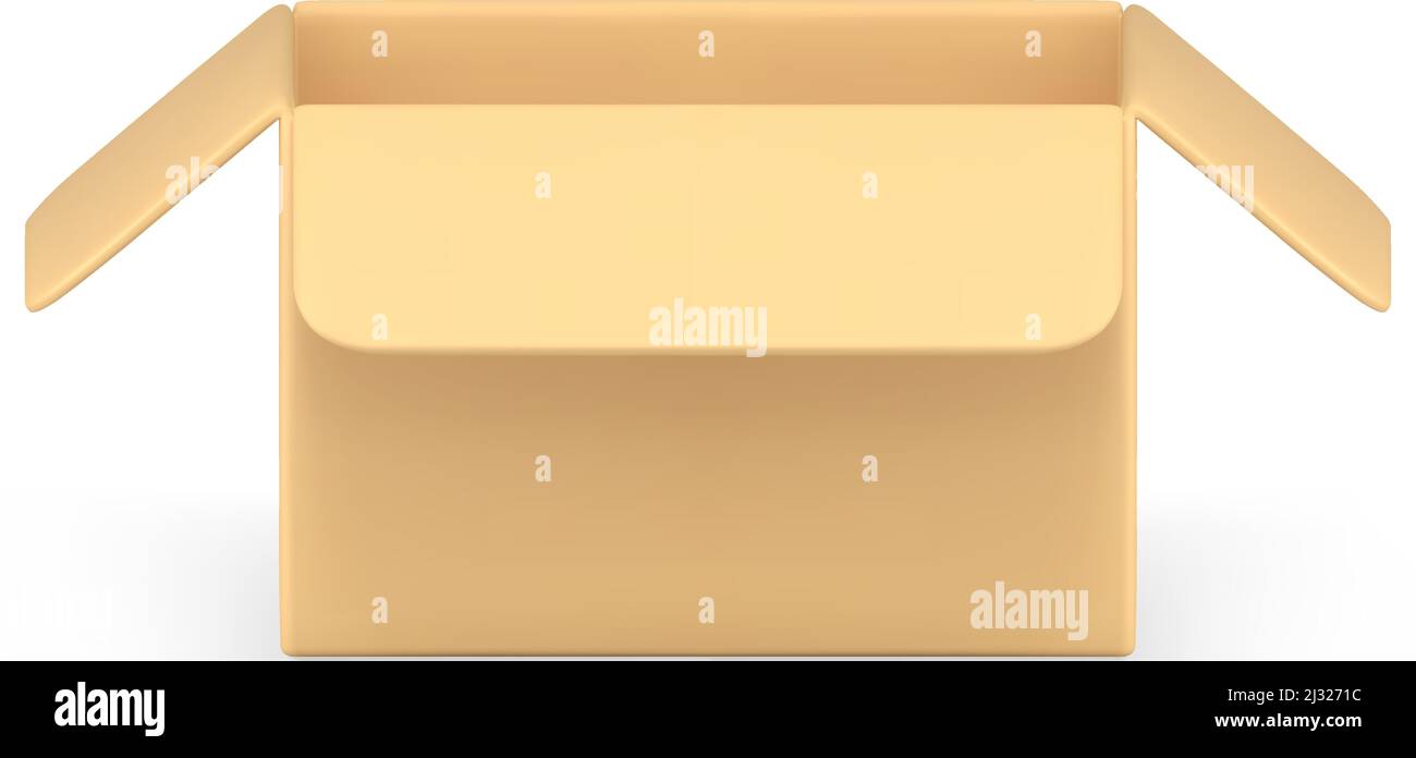 Open cardboard box front view 3d icon realistic vector illustration ...