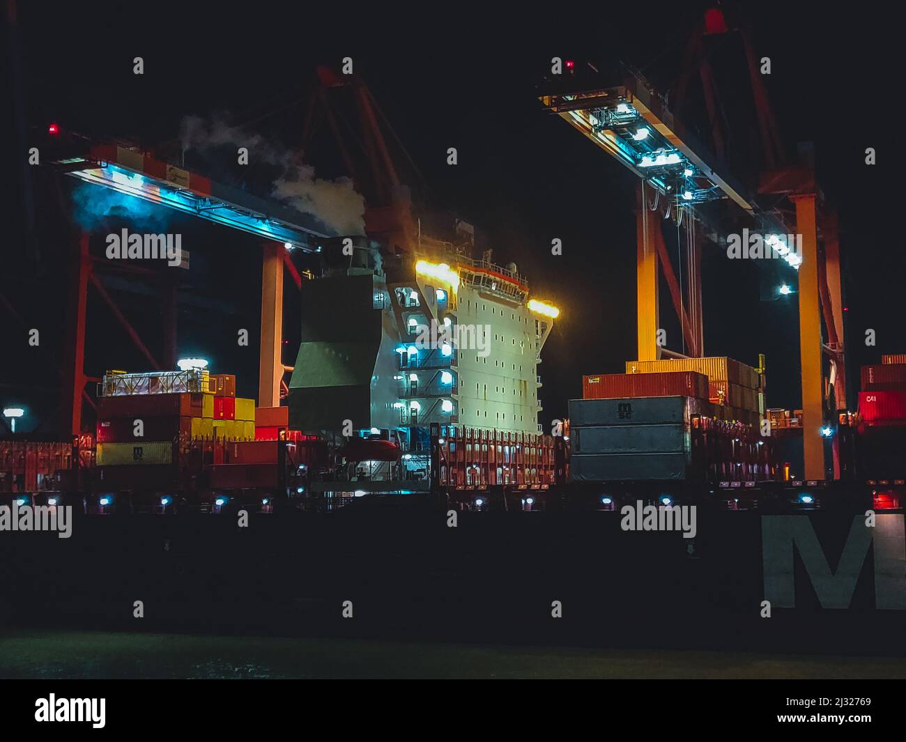 Container vessel(ship) in Hamburg Germany port for loding and ...