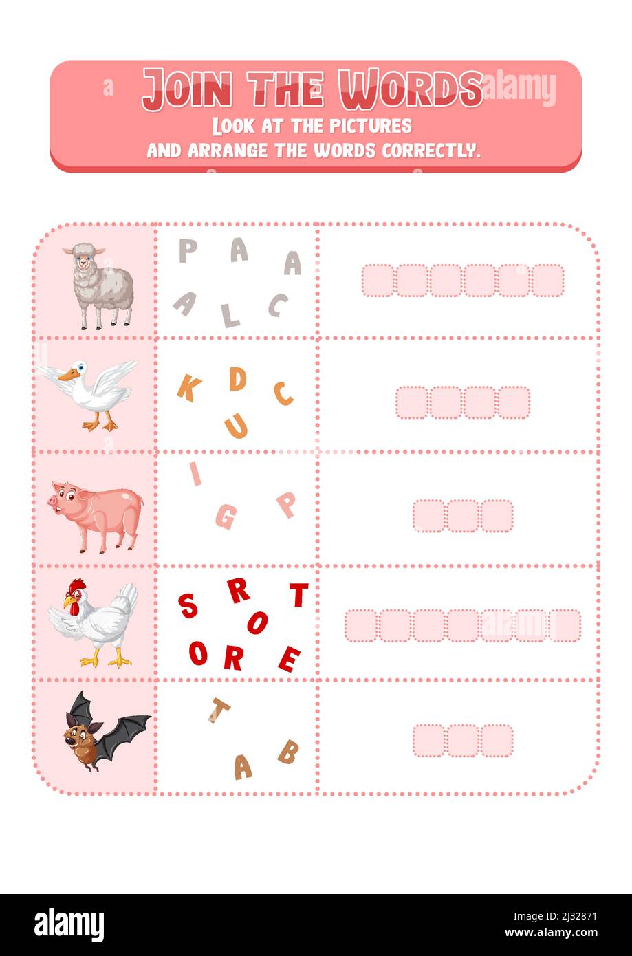 Arrange the letters in order with pictures illustration Stock Vector ...