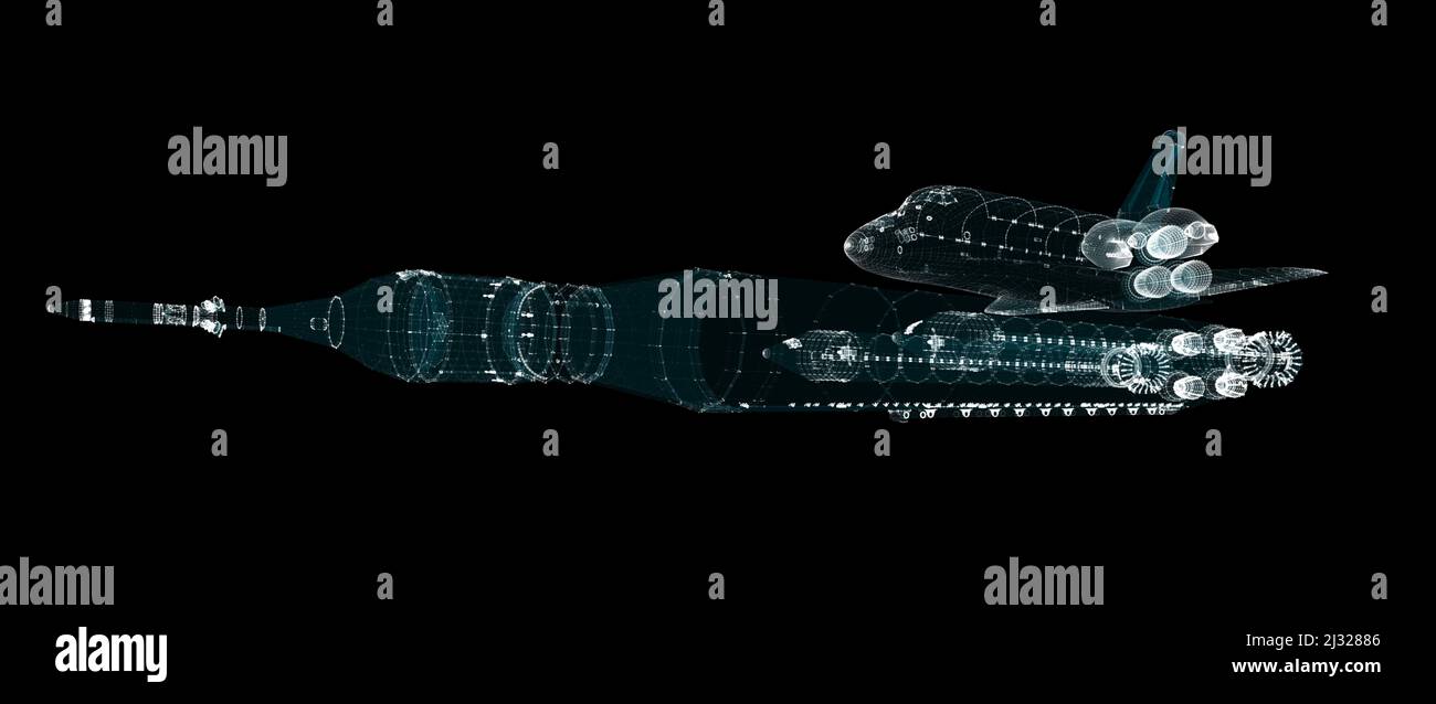 Abstract space rocket and shuttle. All of the particles Stock Photo - Alamy