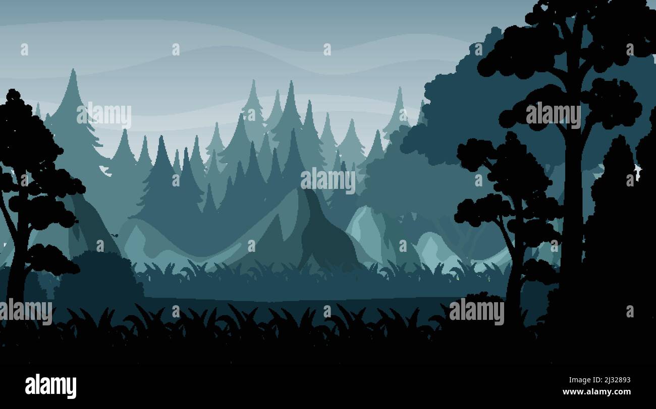 Silhouette shadow of forest scene illustration Stock Vector Image & Art ...