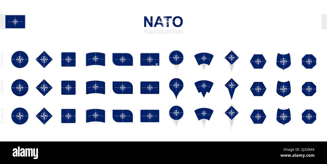 Large collection of Nato flags of various shapes and effects. Big set ...