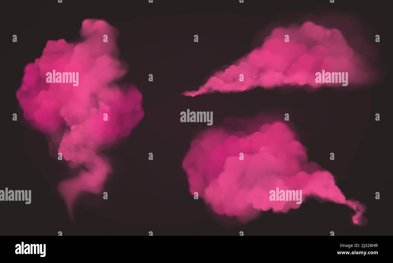 Pink smoke, magic dust or powder isolated on dark background. Vector ...