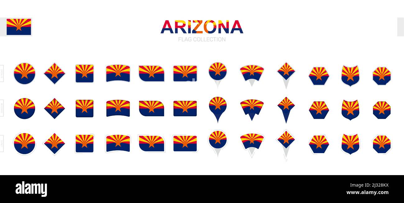 Large collection of Arizona flags of various shapes and effects. Big ...