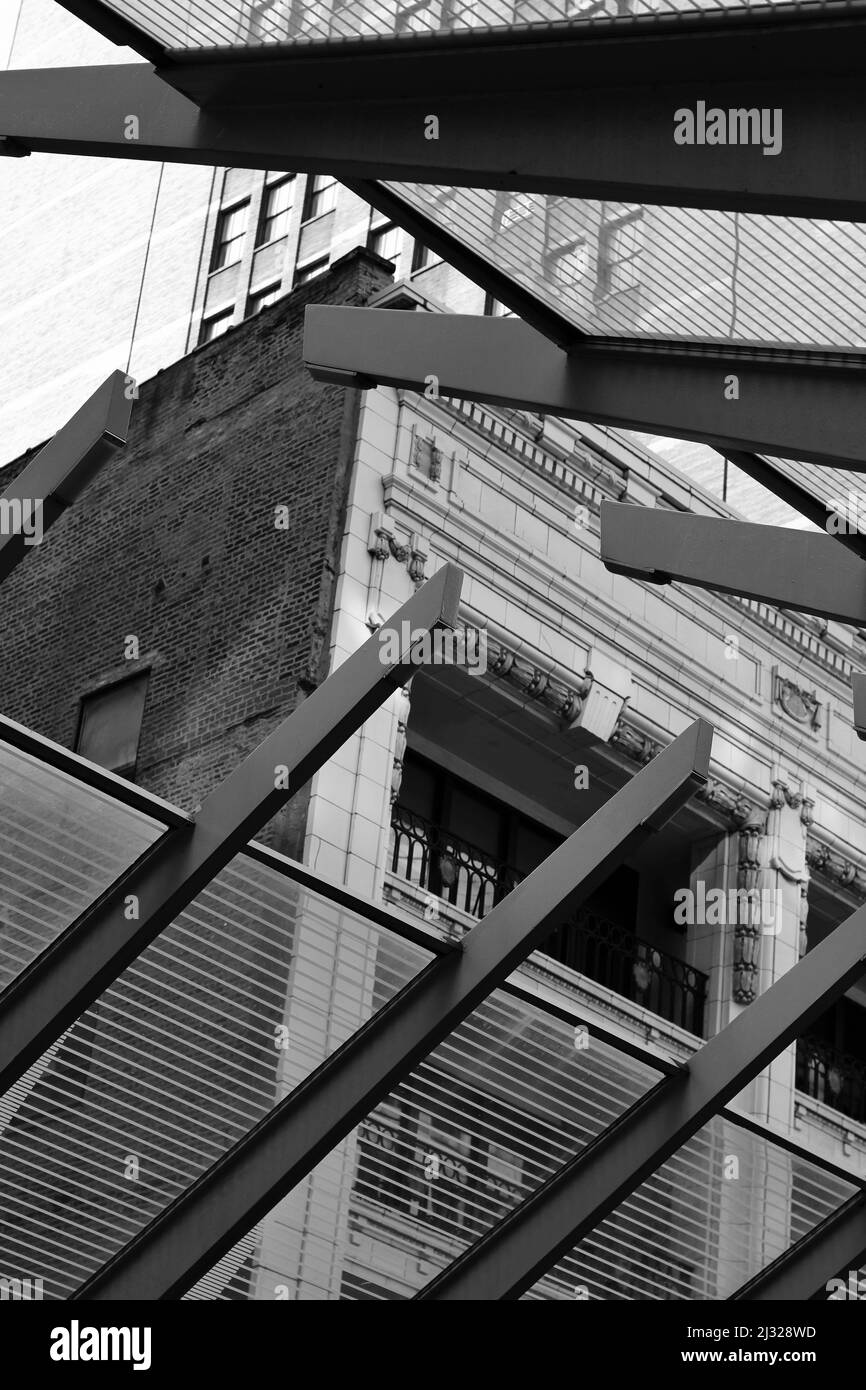 Decorative steel beams constructing the roof of the local downtown ...