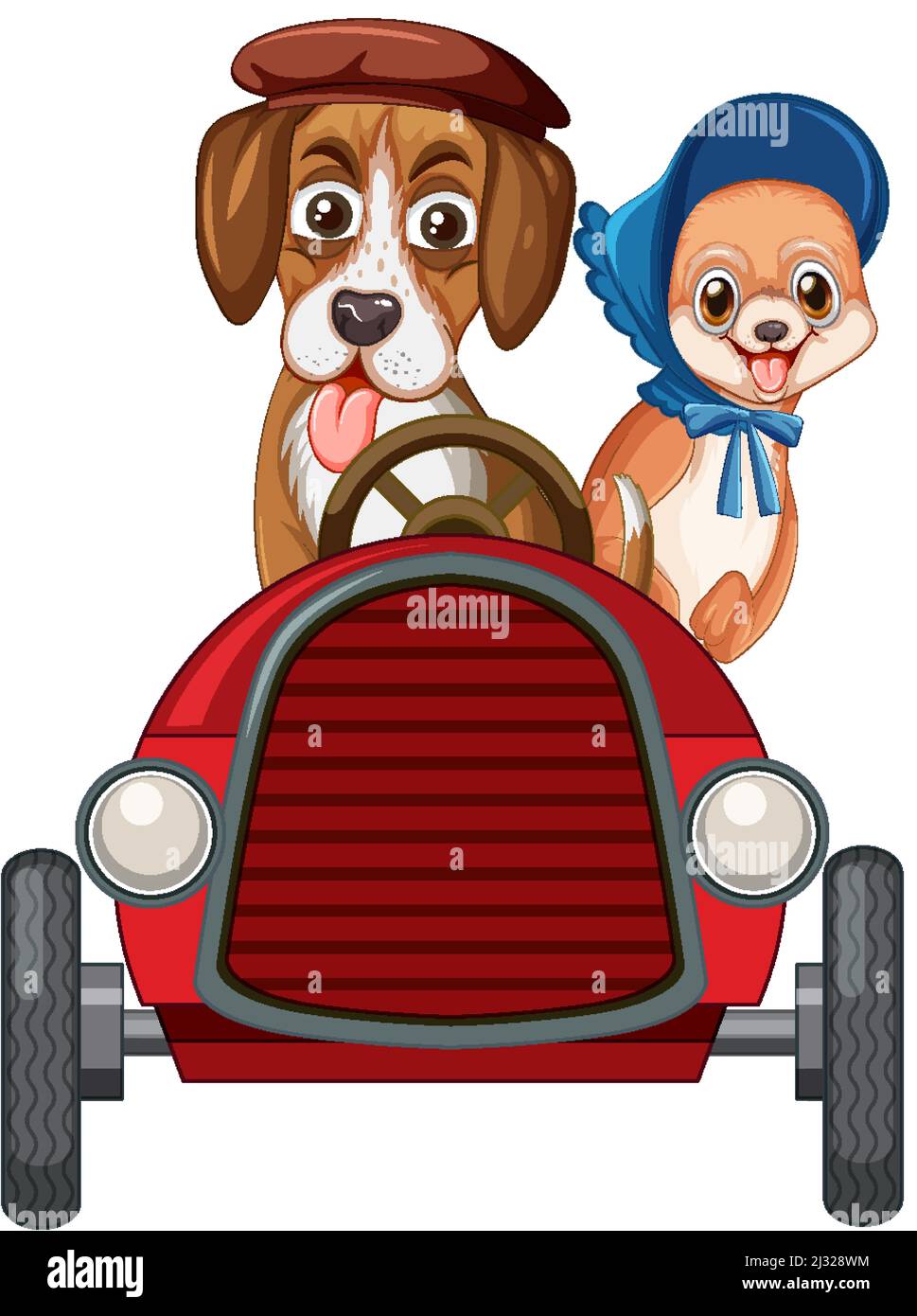 Dog Driving Cartoon Dog Driving Car' Sticker | Spreadshirt