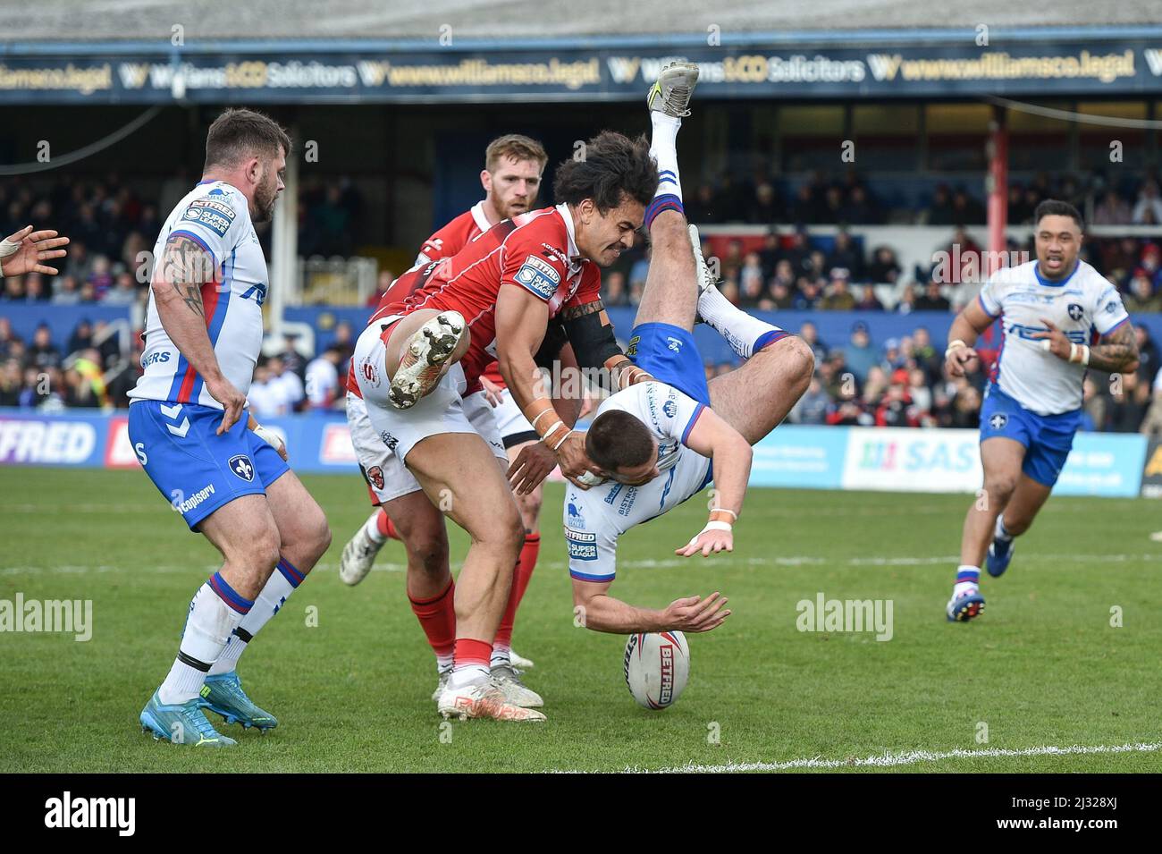 Wakefield, England - 3rd April 2022 - Wakefield Trinity's Max Jowitt ...
