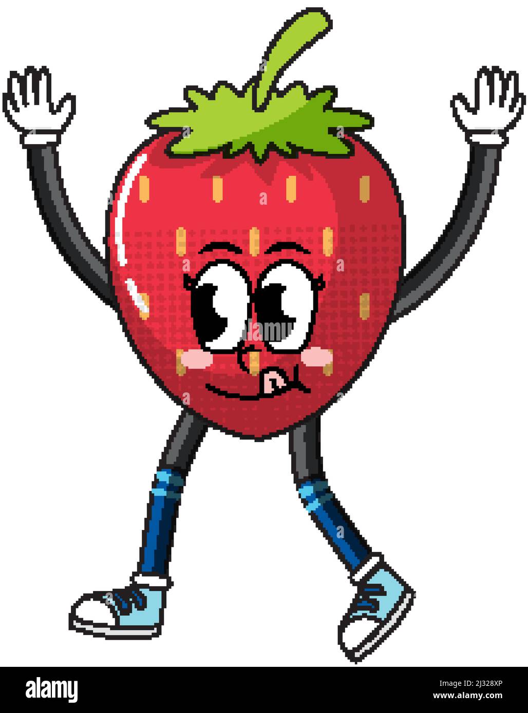 Strawberry cartoon character on white background illustration Stock ...