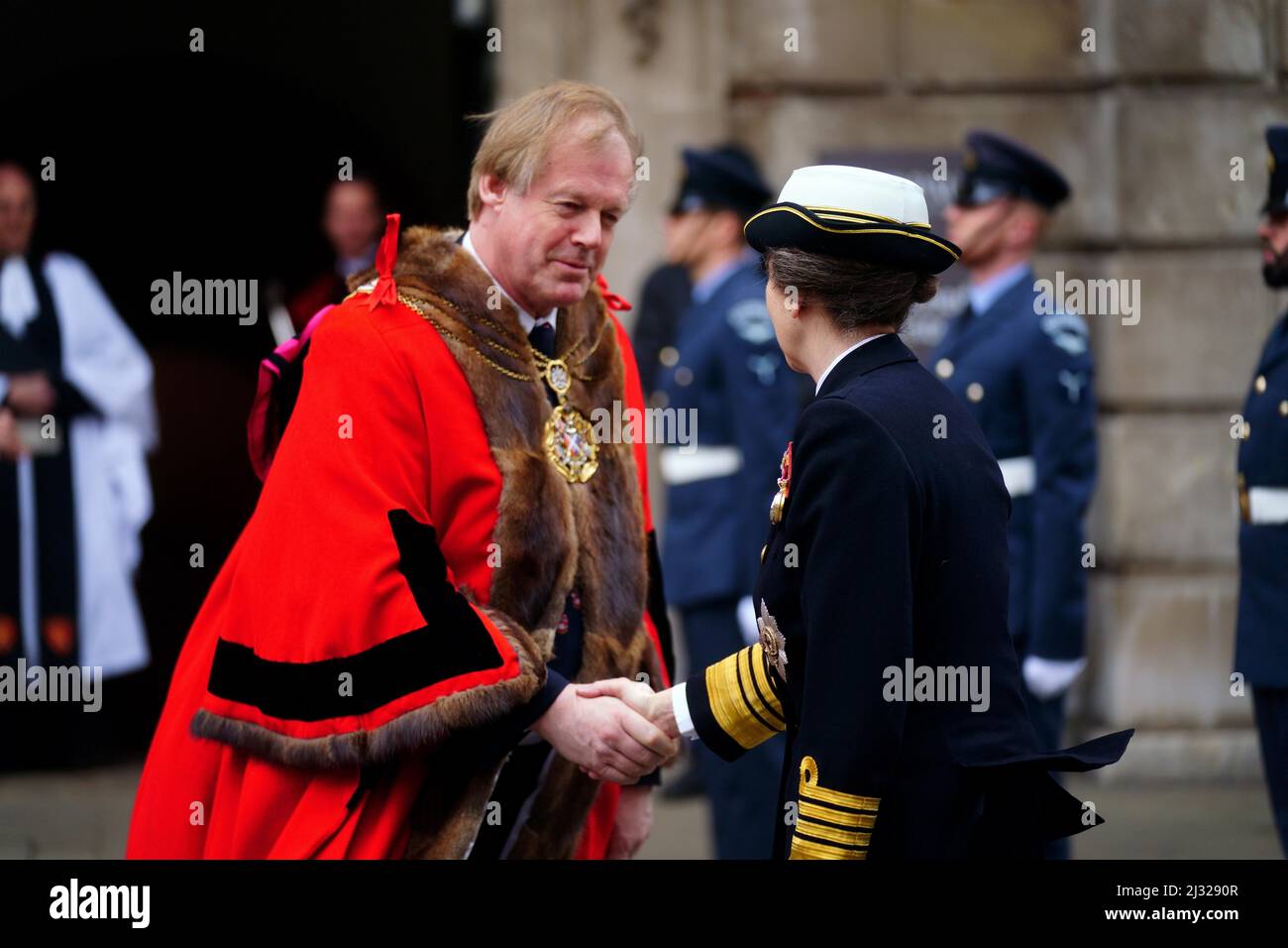The Princess Royal is greeted by Alderman Sir David Wootton as she ...