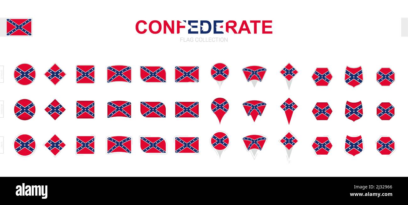 Large collection of Confederate flags of various shapes and effects ...