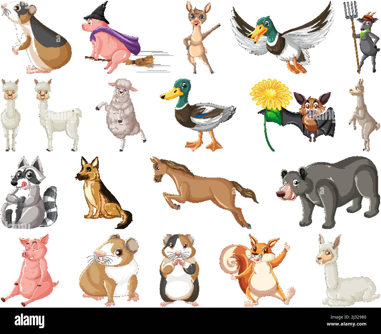 Set of different kids of animals illustration Stock Vector Image & Art ...