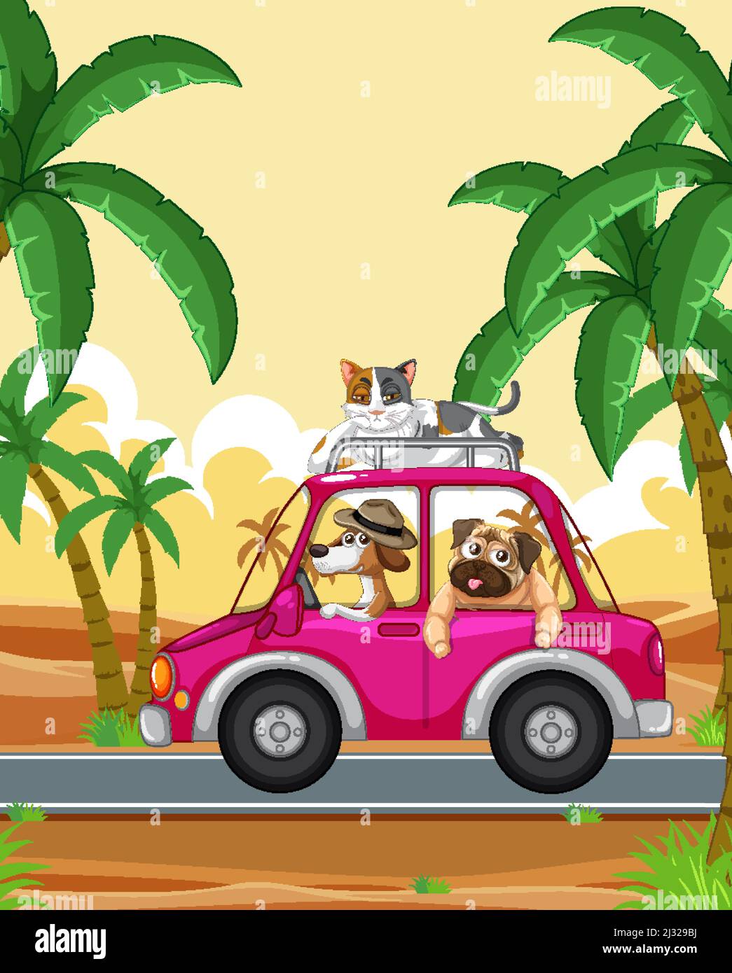 Dog And Cat Driving