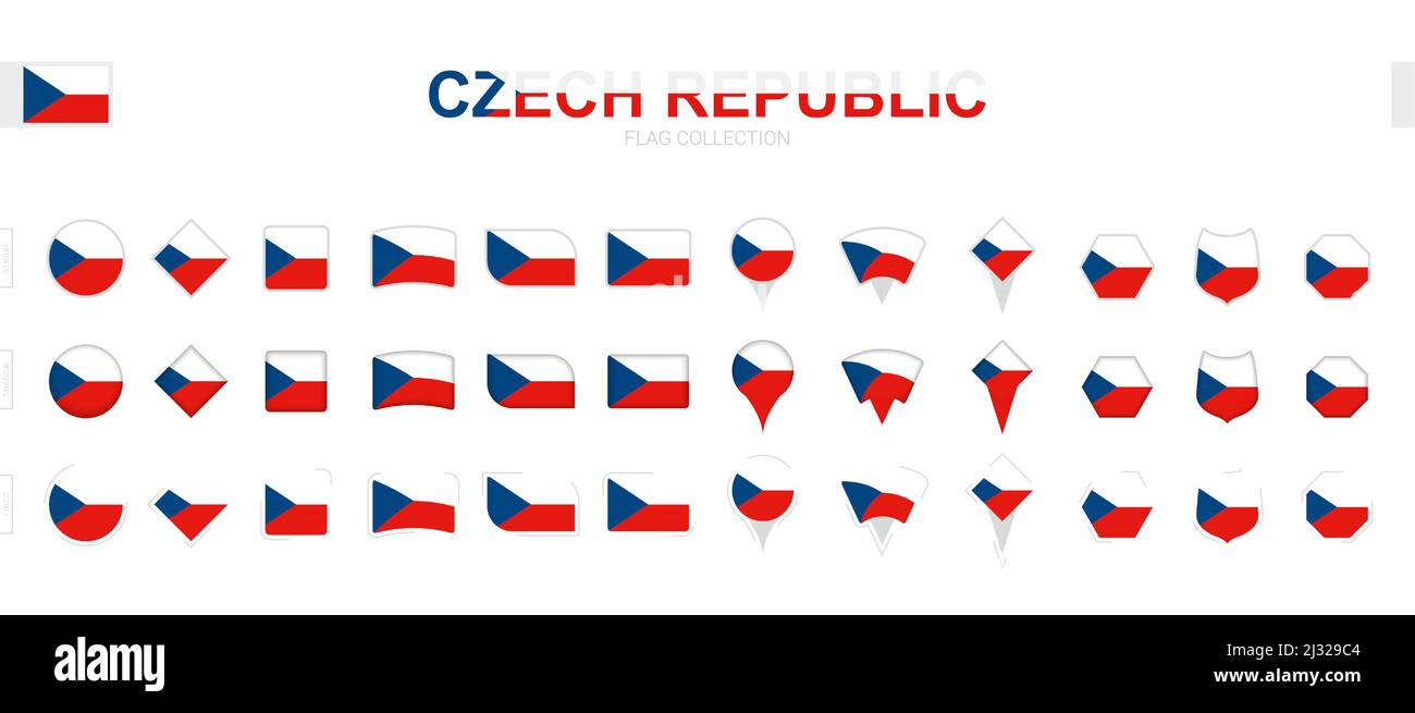 Large collection of Czech Republic flags of various shapes and effects ...