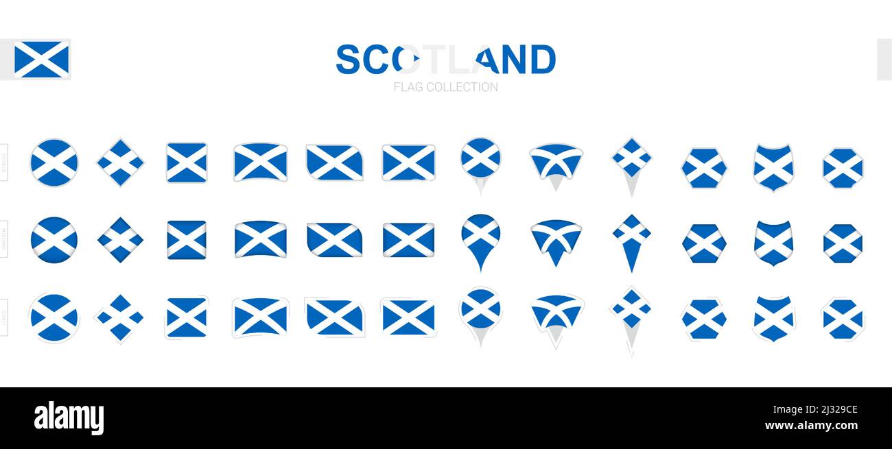 Large collection of Scotland flags of various shapes and effects. Big ...