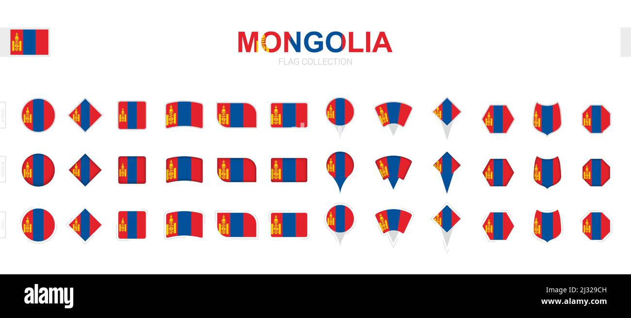Large collection of Mongolia flags of various shapes and effects. Big ...