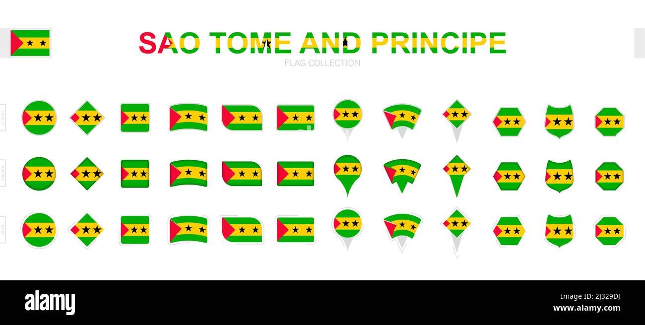 Large collection of Sao Tome and Principe flags of various shapes and ...
