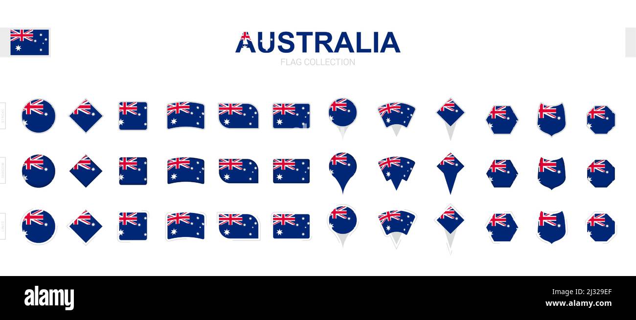 Large collection of Australia flags of various shapes and effects. Big ...