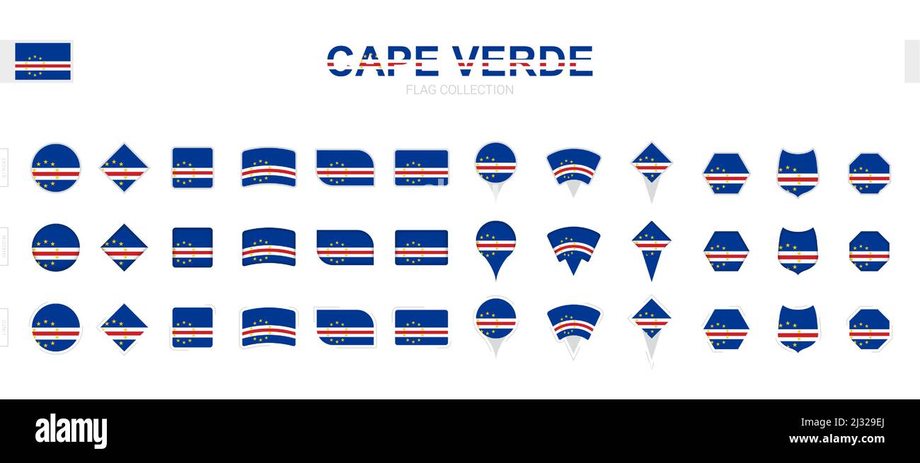 Large collection of Cape Verde flags of various shapes and effects. Big ...