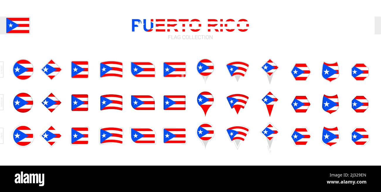 Large collection of Puerto Rico flags of various shapes and effects ...