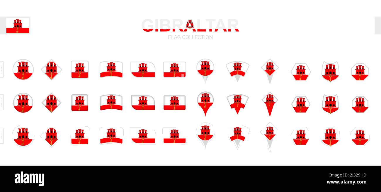 Large collection of Gibraltar flags of various shapes and effects. Big ...
