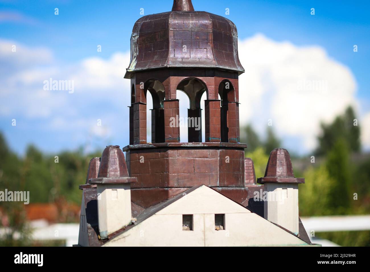 Tower of miniature castle maquette Stock Photo - Alamy