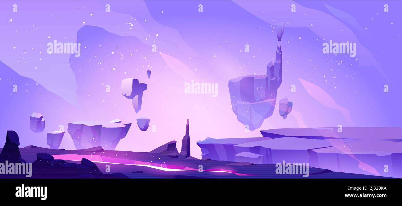 Space background with landscape of alien planet with craters and ...