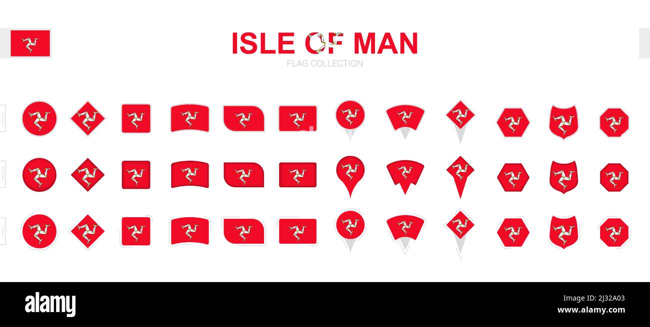 Large collection of Isle of Man flags of various shapes and effects ...