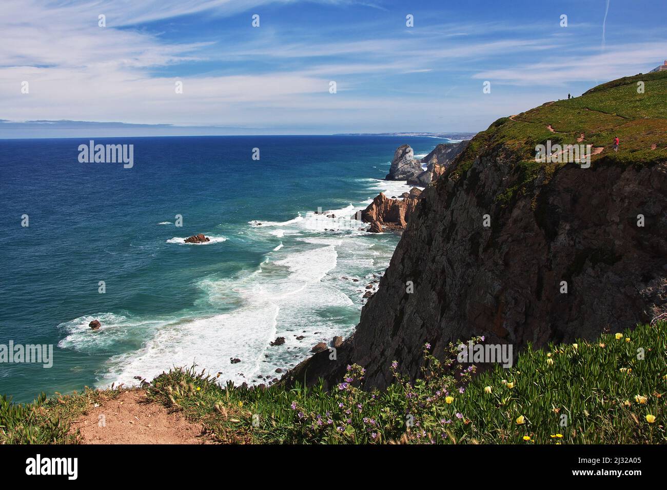 Nature of Cape Roca on Atlantic ocean in Portugal Stock Photo - Alamy