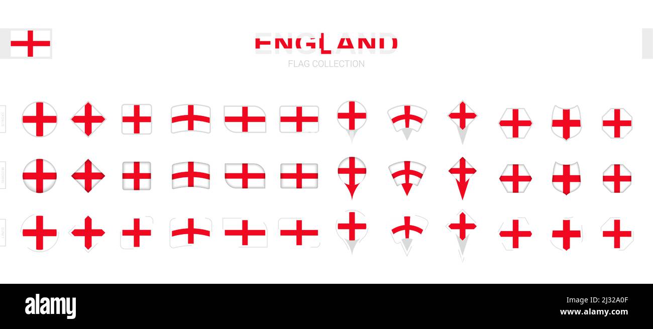 Large collection of England flags of various shapes and effects. Big ...