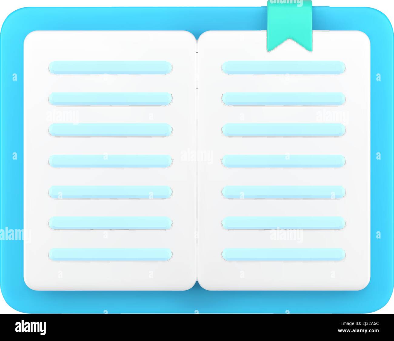 Realistic 3d icon open blue paper book bookmark, education textbook ...