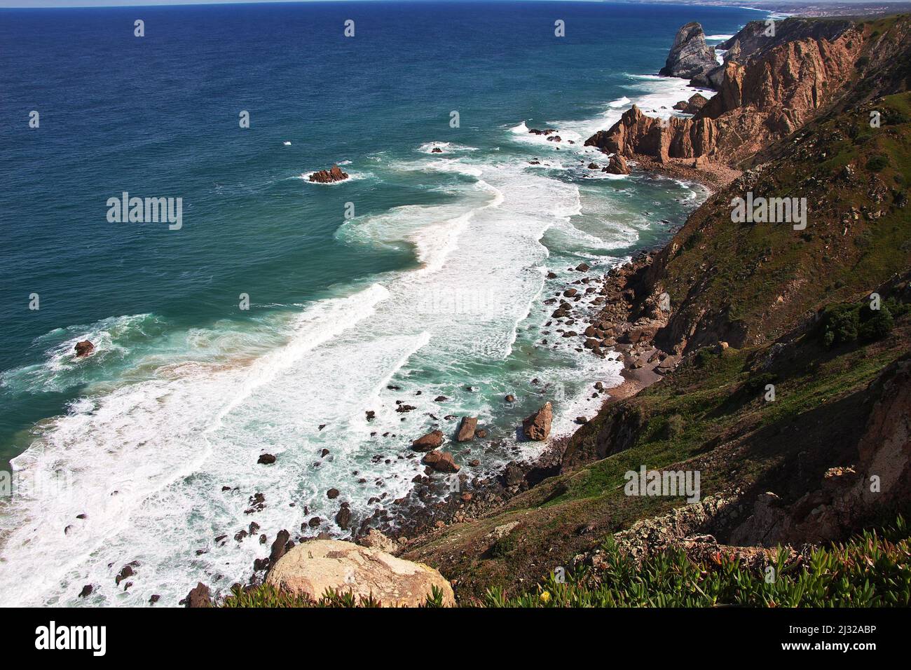 Nature of Cape Roca on Atlantic ocean in Portugal Stock Photo - Alamy