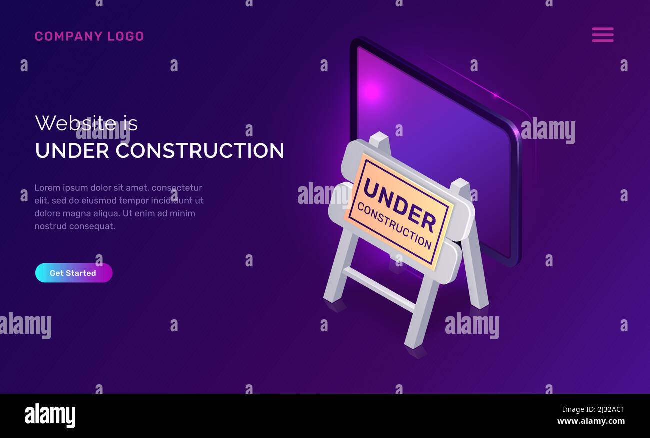 Website under construction, maintenance work or error page isometric ...