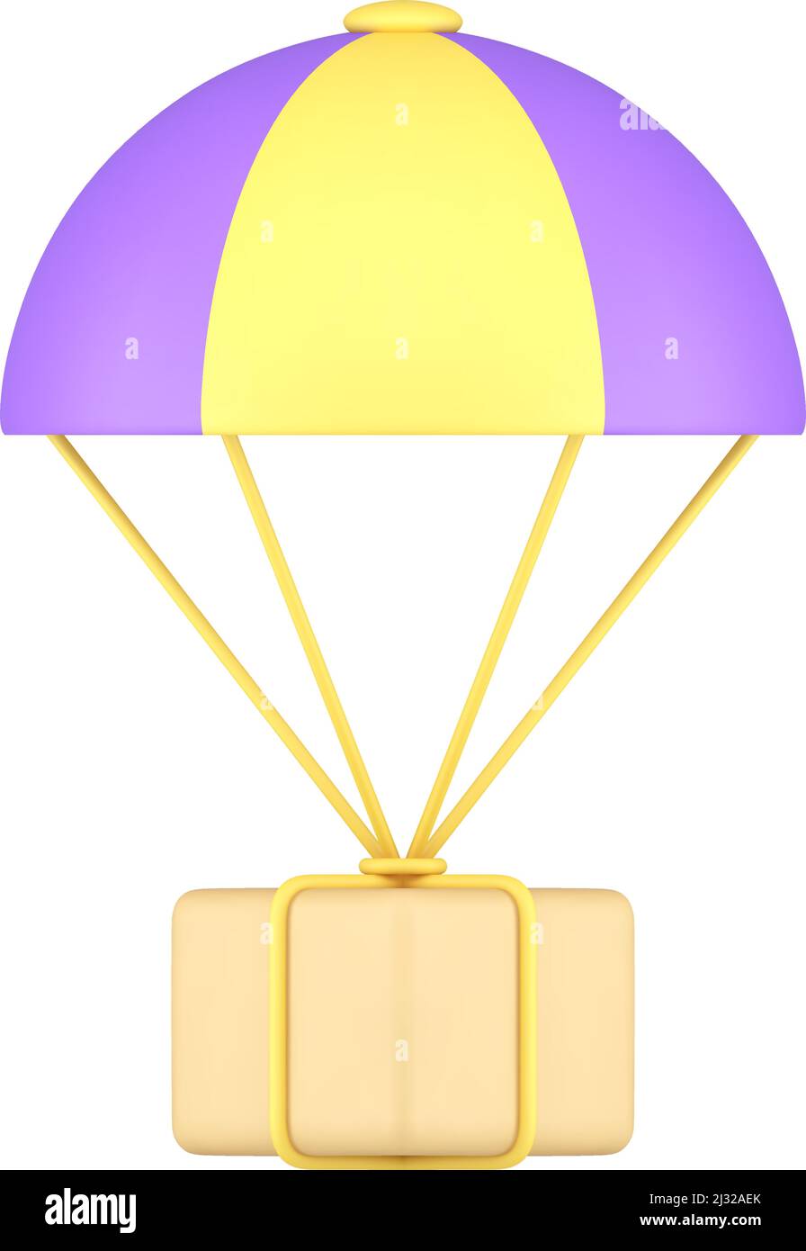 Cargo courier global shipping flying hot air balloon with cardboard box ...