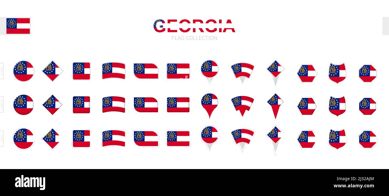 Large collection of Georgia flags of various shapes and effects. Big ...