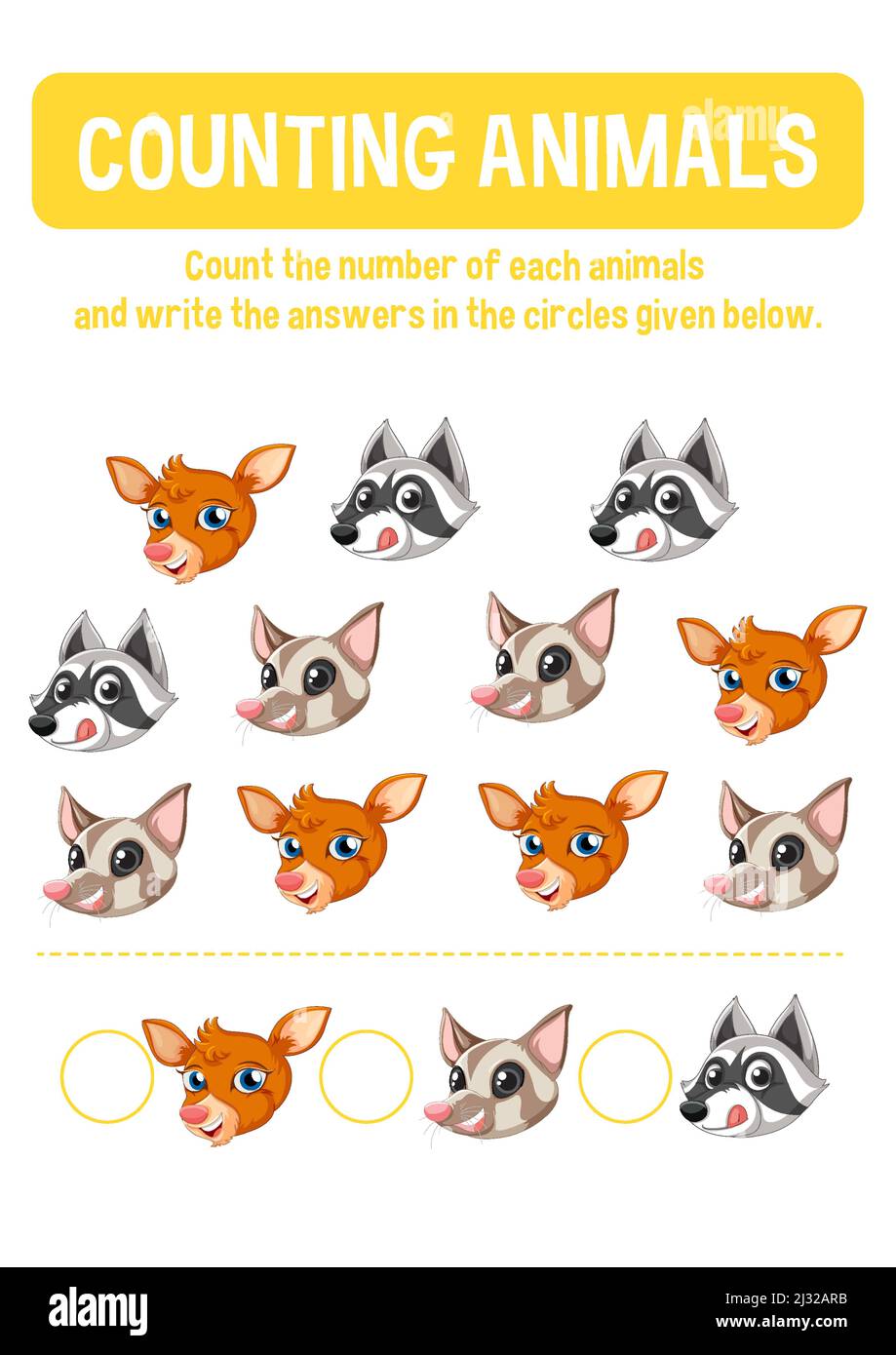 Worksheet design for counting animal illustration Stock Vector Image ...