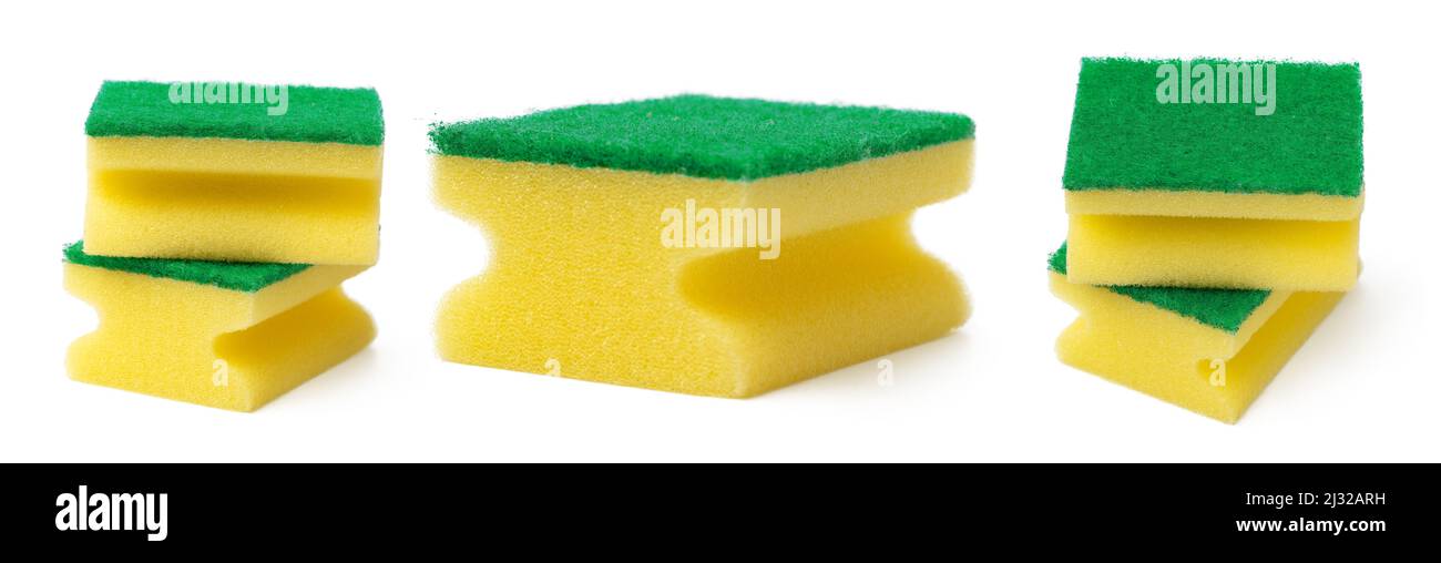 Kitchen sponge for dish washing isolated on white background Stock ...