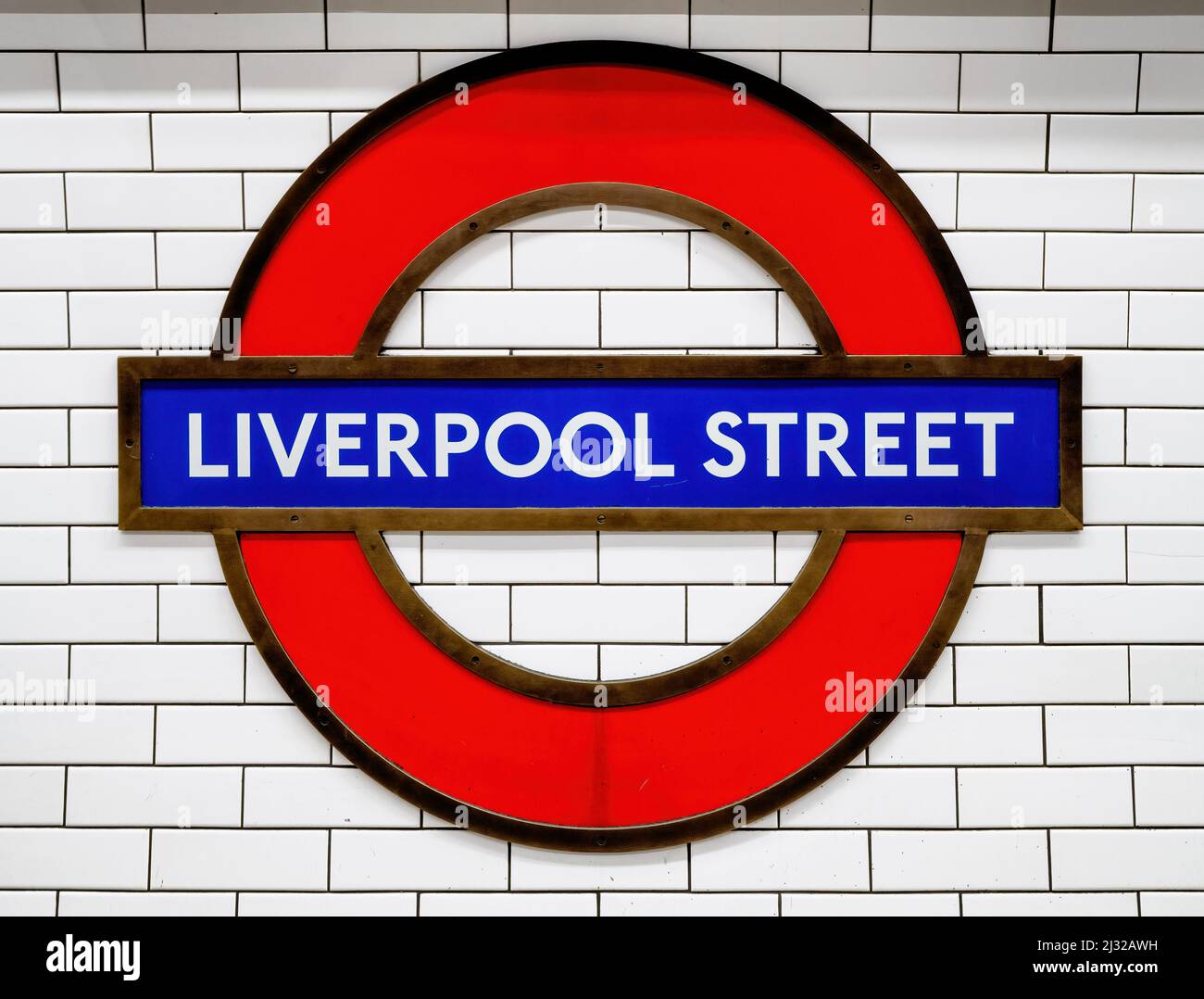 London, UK - 25th march 2022: Liverpool Street London Tube sign. The ...