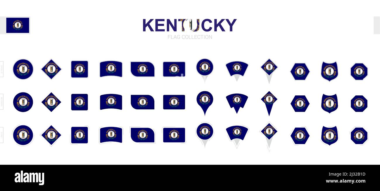 Large collection of Kentucky flags of various shapes and effects. Big ...