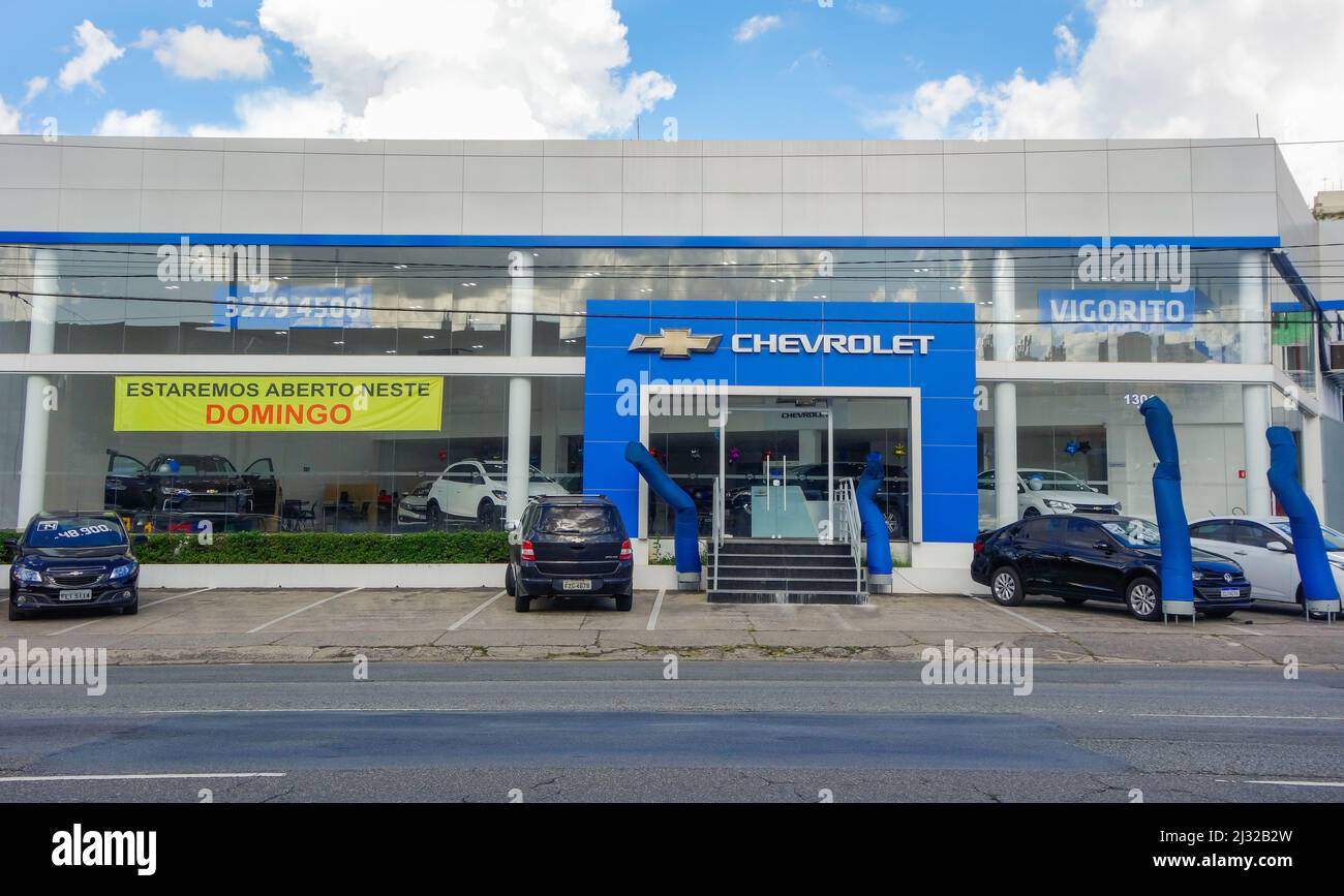 A front view of the Chevrolet car dealership store in Sao Paulo Stock ...