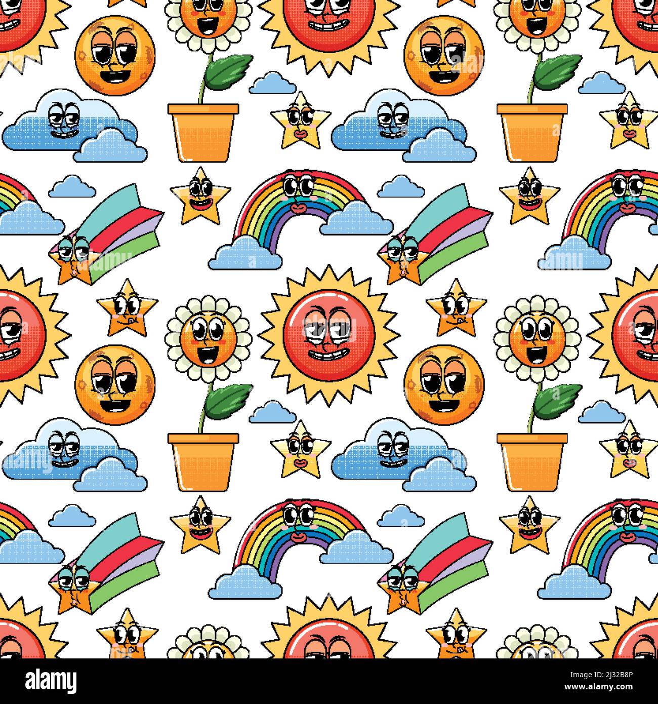 Seamless pattern cartoon on white background illustration Stock Vector ...
