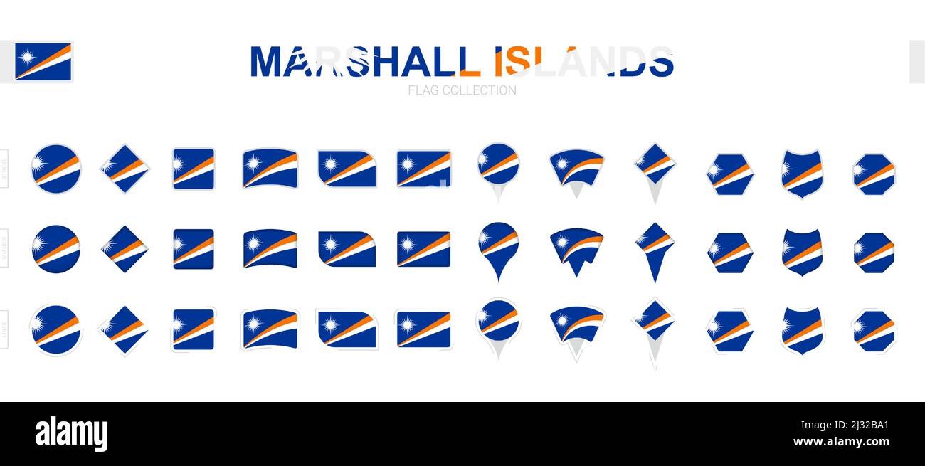 Large collection of Marshall Islands flags of various shapes and ...