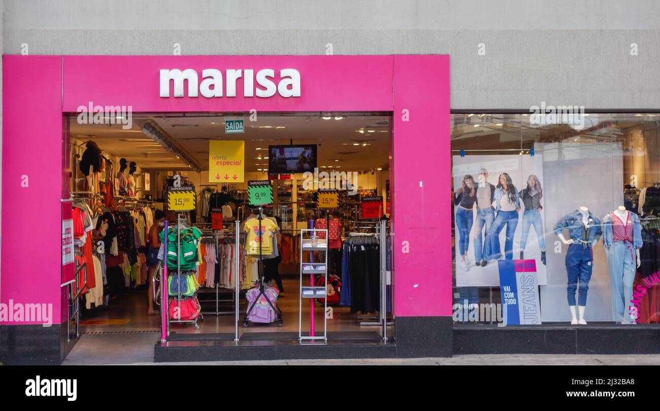 A storefront of Brazilian fashion retail company Marisa in Sao Paulo ...