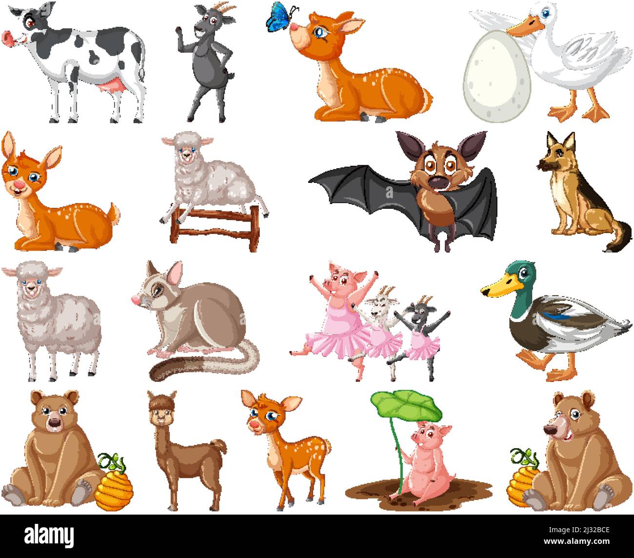 Set of animal cartoon character illustration Stock Vector Image & Art ...